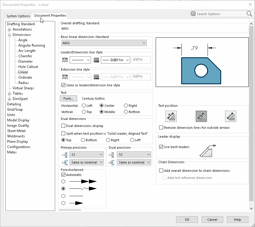 Document Properties Dimensions Linear 2020 SOLIDWORKS API Help