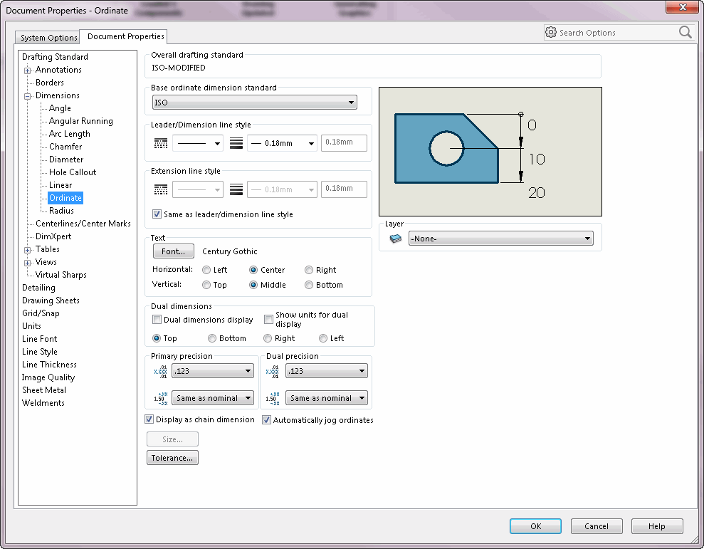 Document Properties > Dimensions > Ordinate - 2020 - SOLIDWORKS API Help Document Properties > Dimensions > Ordinate - 2020 - SOLIDWORKS API Help