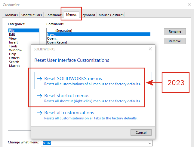 Restoring Default Settings - 2023 - SOLIDWORKS Help Restoring Default Settings - 2023 - SOLIDWORKS Help