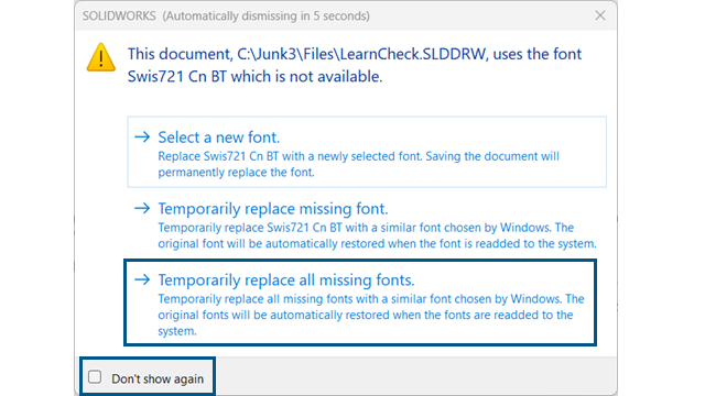Error Message - Missing Fonts - 2024 - SOLIDWORKS Help Error Message - Missing Fonts - 2024 - SOLIDWORKS Help